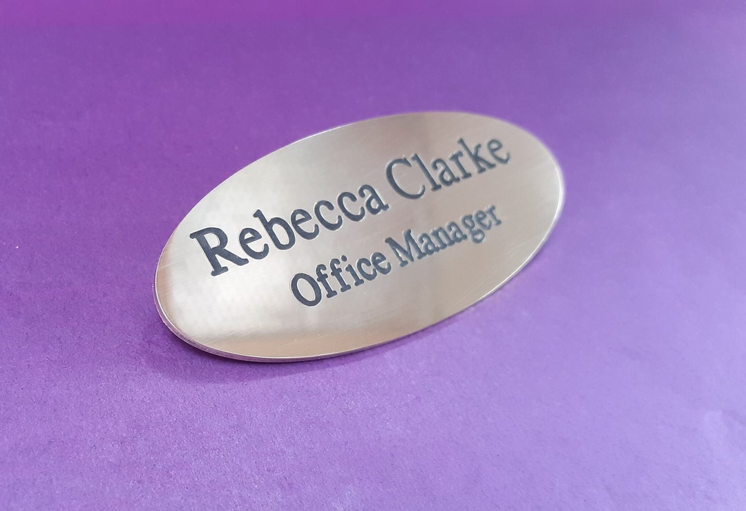 Custom Oval Shaped Brass Name Badges. Elevate Your Identity With Our ...