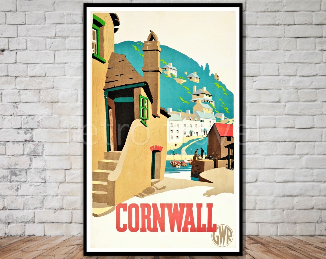 Cornwall England Travel Poster, INSTANT DOWNLOAD, Britain Travel Poster ...