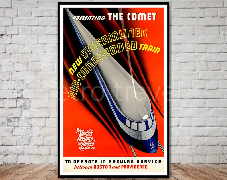 The Comet Train Poster, New York New Haven and Hartford Railroad Poster ...