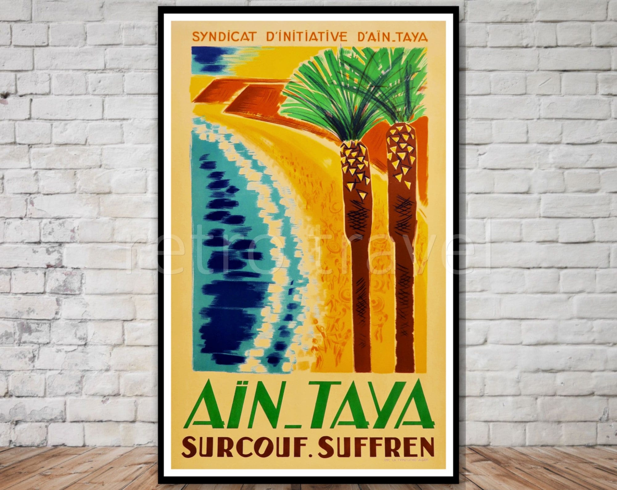 Algeria Travel Poster, Ain Taya, INSTANT DOWNLOAD, Retro Travel Digital ...