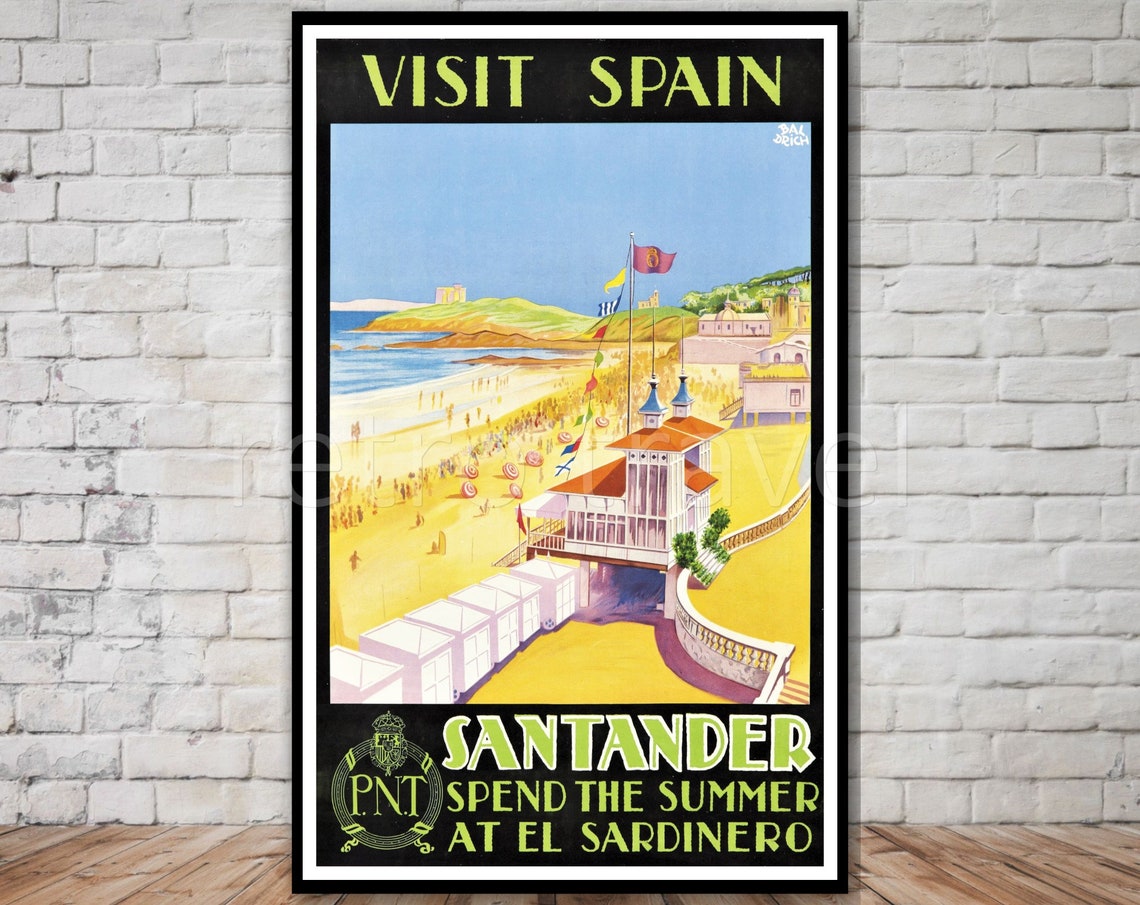 Visit Spain Poster, Spanish Travel Poster, INSTANT DOWNLOAD, Beach ...