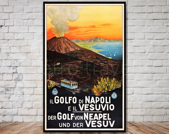 Italy Travel Poster Mt Vesuvius Print INSTANT DOWNLOAD | Etsy