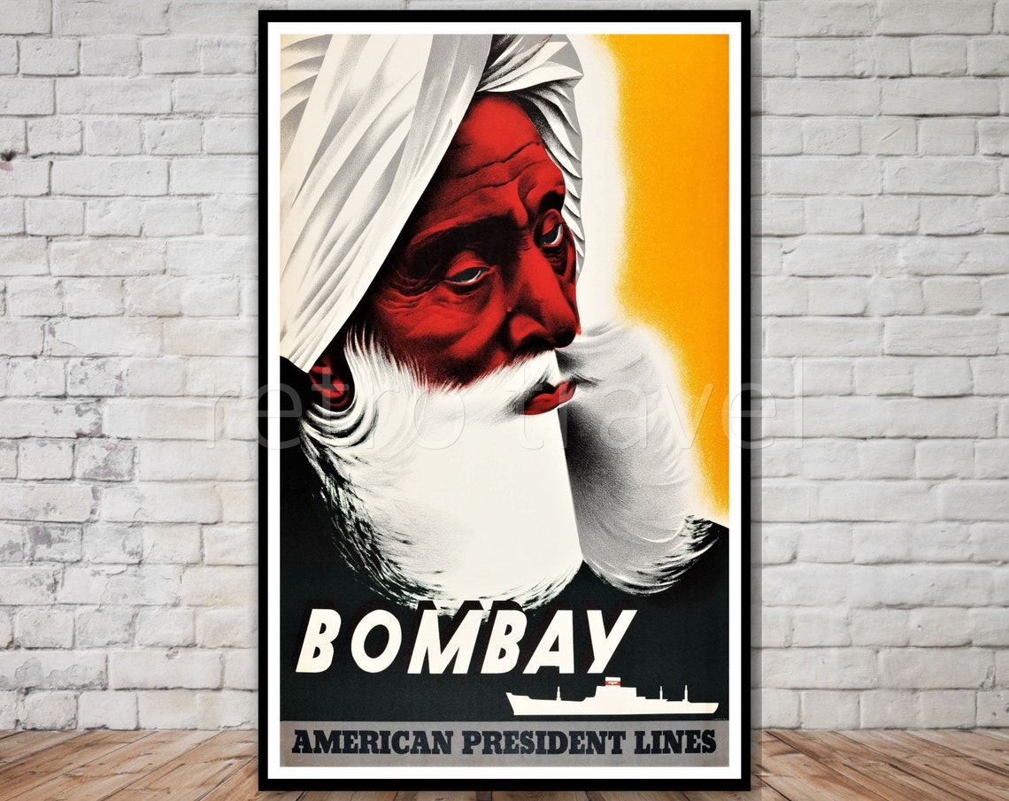 Vintage Bombay Poster, India Travel Poster, INSTANT DOWNLOAD, American ...