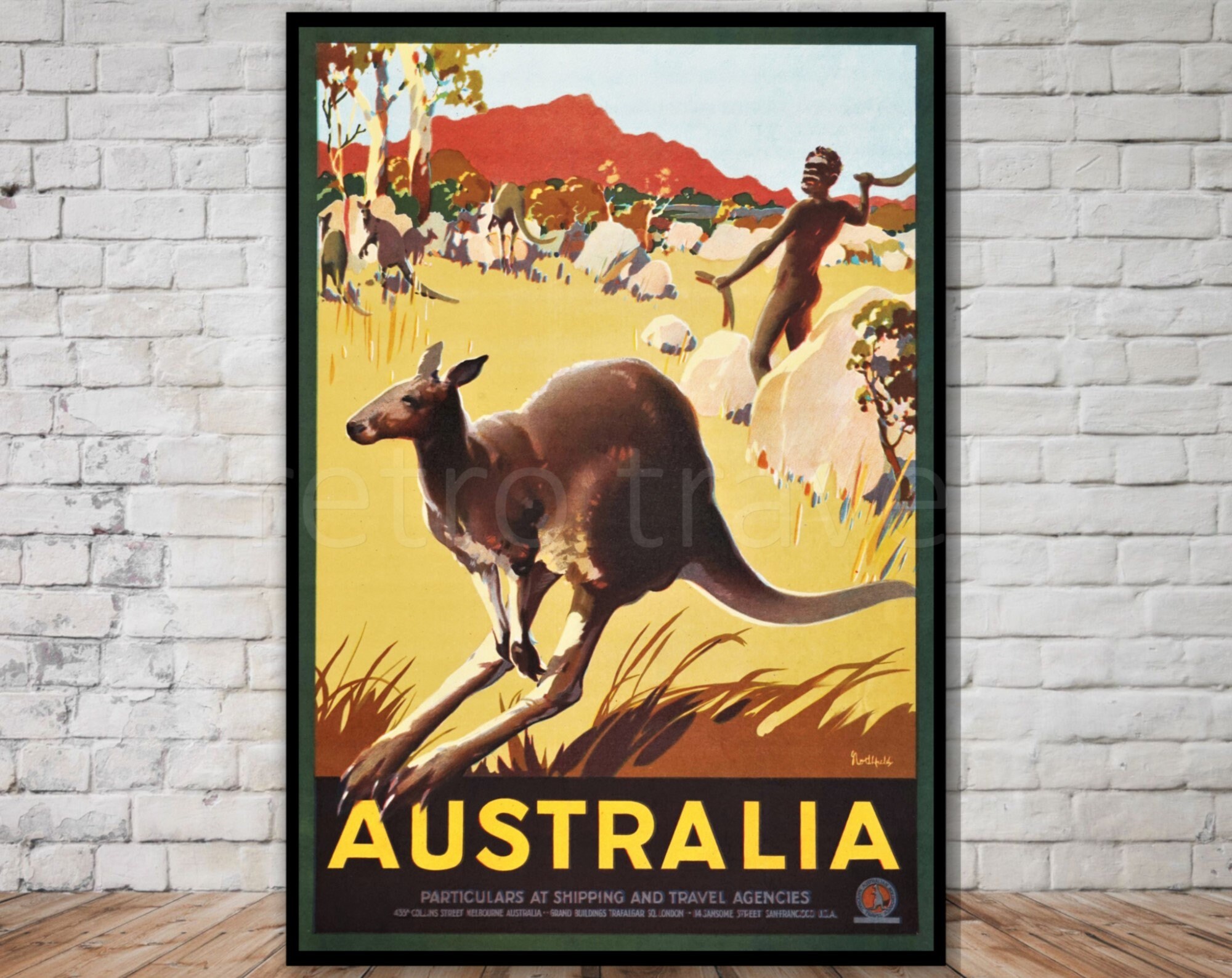Australia Travel Poster, Kangaroo Poster, INSTANT DOWNLOAD, Retro ...