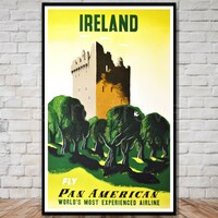 Vintage Travel Poster Ireland, Wild Atlantic Way, Archaeology + Art ...