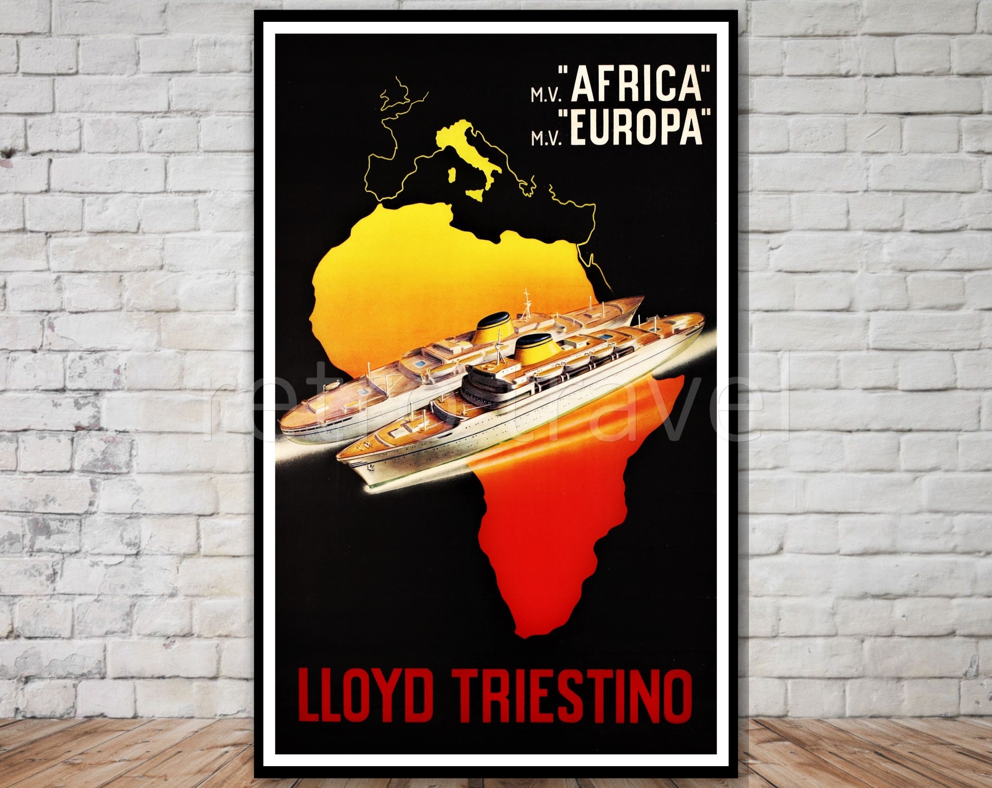 Lloyd Triestino Cruises, Europa - Africa Travel Poster, INSTANT ...