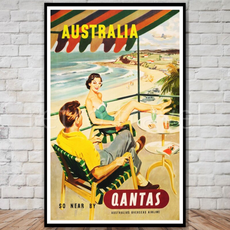 Vintage Qantas Poster - Etsy