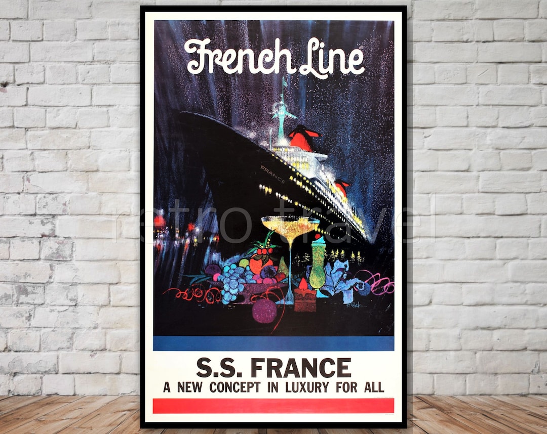 SS France Cruise Liner Poster, Retro Travel Print (instant Download) - Etsy