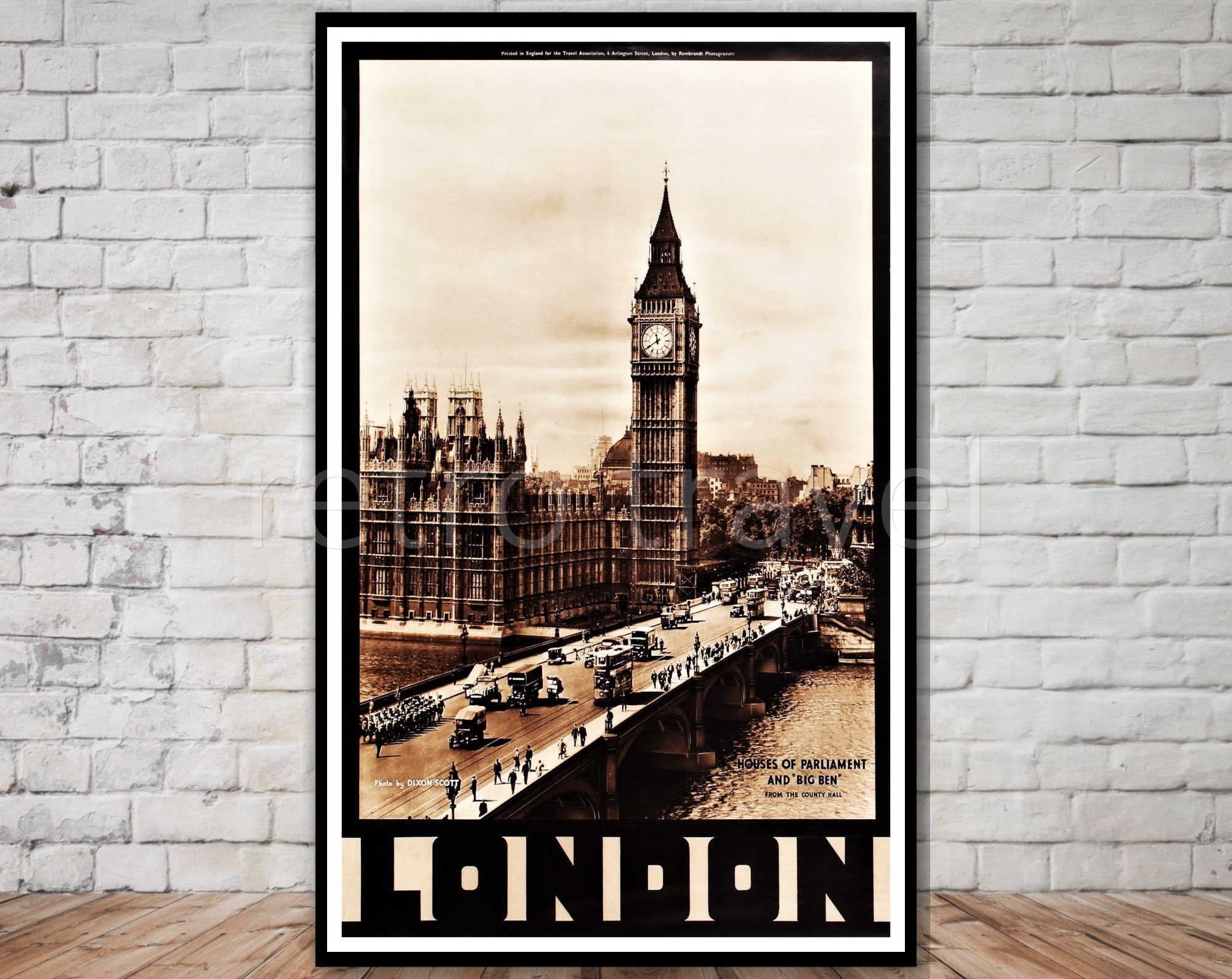 Vintage London Travel Poster, Big Ben & Houses of Parliament, INSTANT ...