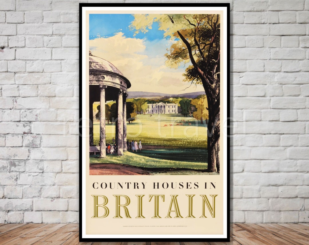 Britain Travel Poster, English Country House Print, INSTANT DOWNLOAD ...