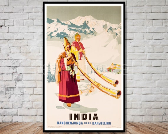 Darjeeling India Travel Poster INSTANT DOWNLOAD Kanchenjunga | Etsy