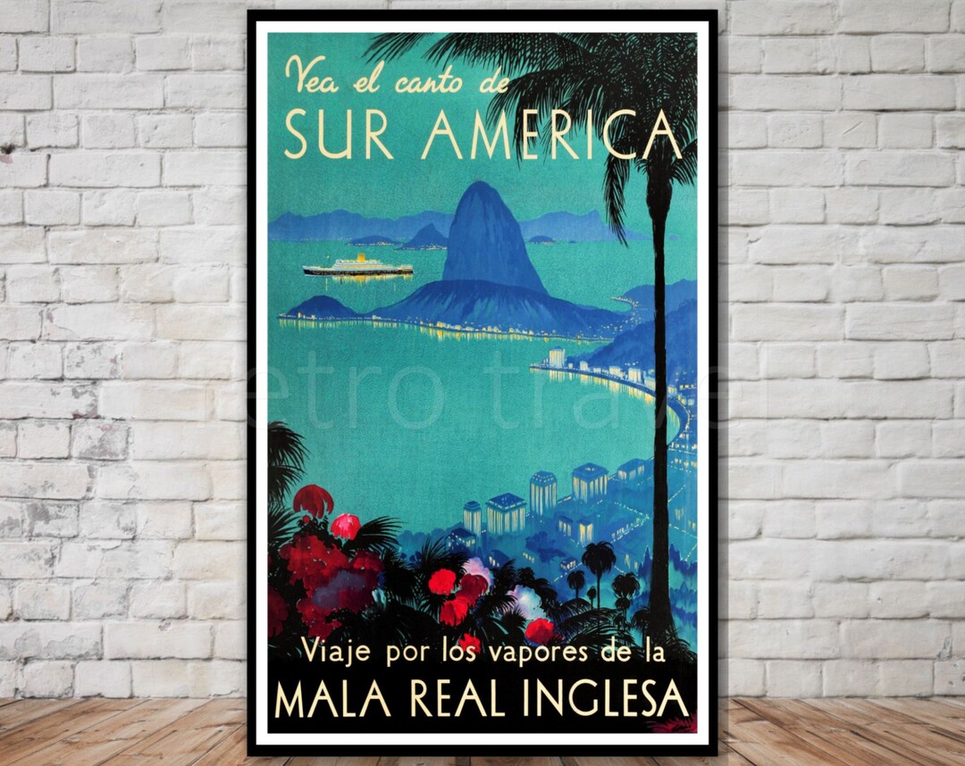 South America Travel Poster, INSTANT DOWNLOAD, Ocean Liner Travel ...