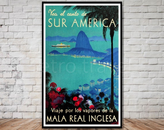 South America Travel Poster INSTANT DOWNLOAD Ocean Liner | Etsy