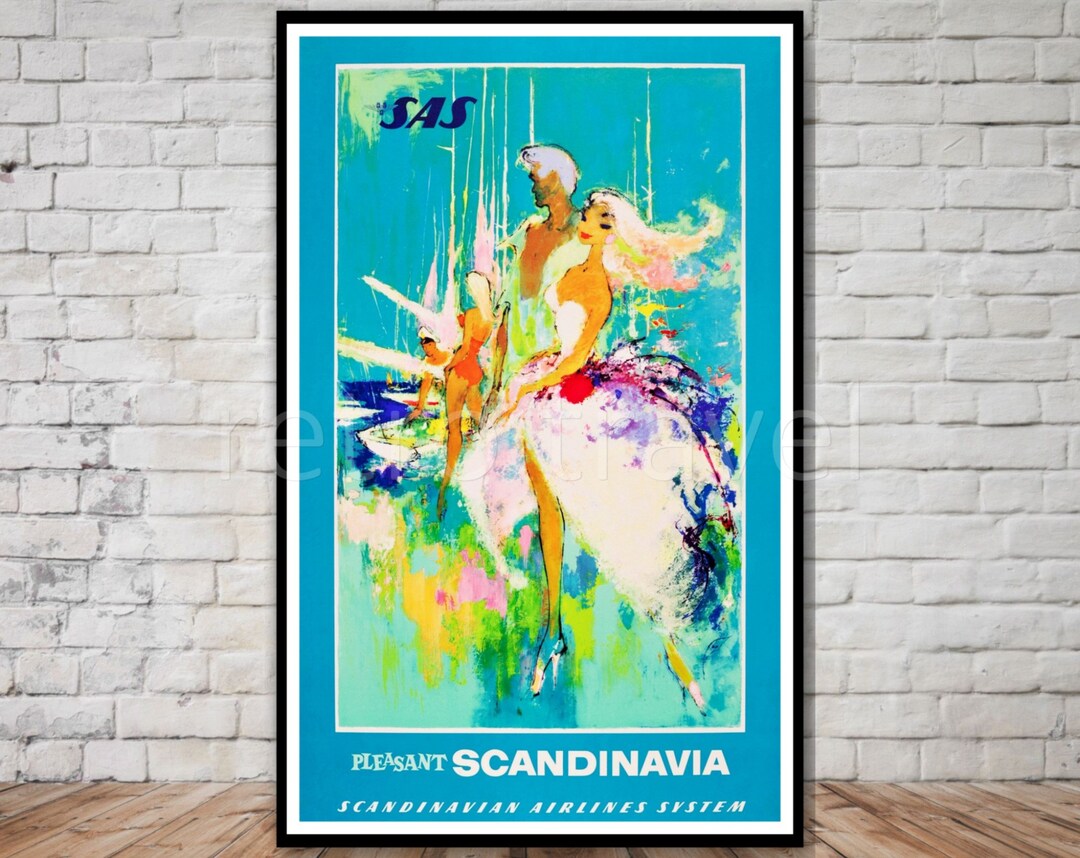 Scandinavian Travel Poster, INSTANT DOWNLOAD, Scandinavian Airlines ...