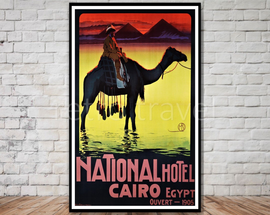 Cairo Egypt Travel Poster, National Hotel Print, INSTANT DOWNLOAD ...