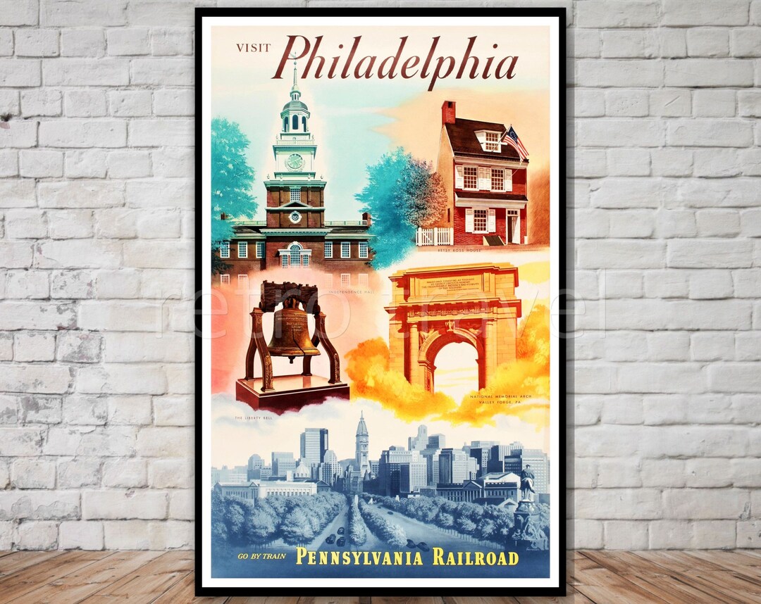 Philadelphia Travel Poster, INSTANT DOWNLOAD, Pennsylvania Railroad ...