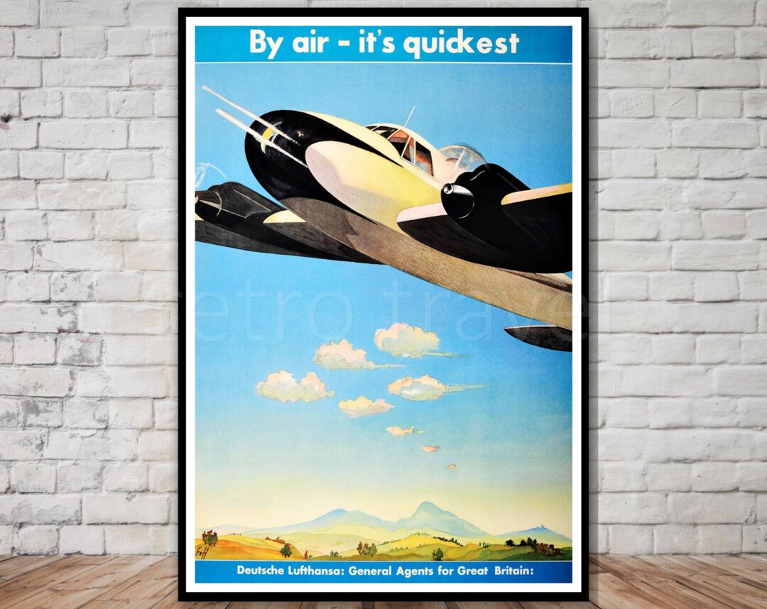 Lufthansa Poster, Airline Travel Poster, INSTANT DOWNLOAD, Retro Travel ...