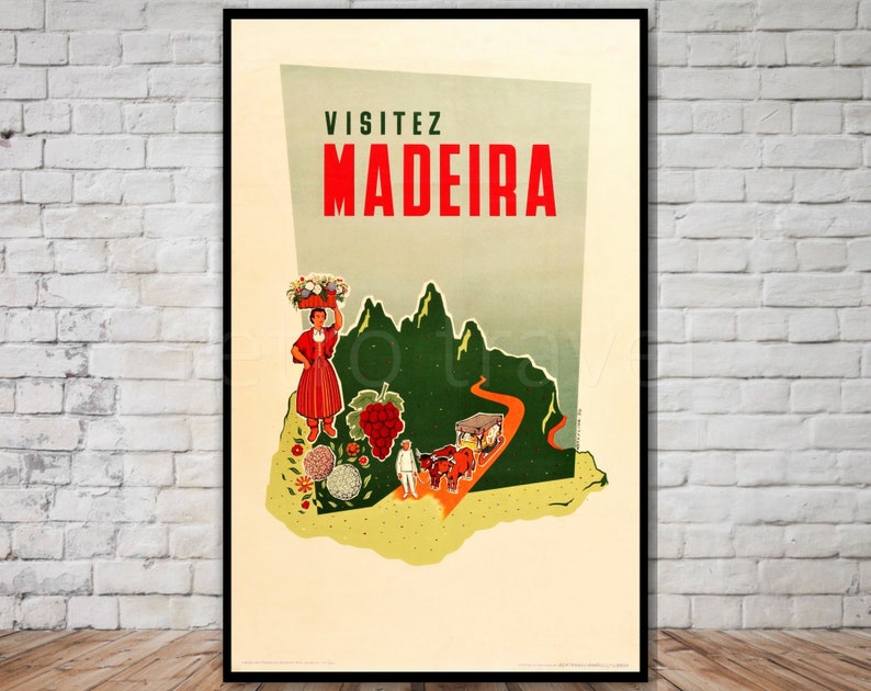 Portugal Travel Poster, Visit Madeira, Wine Region, INSTANT DOWNLOAD ...
