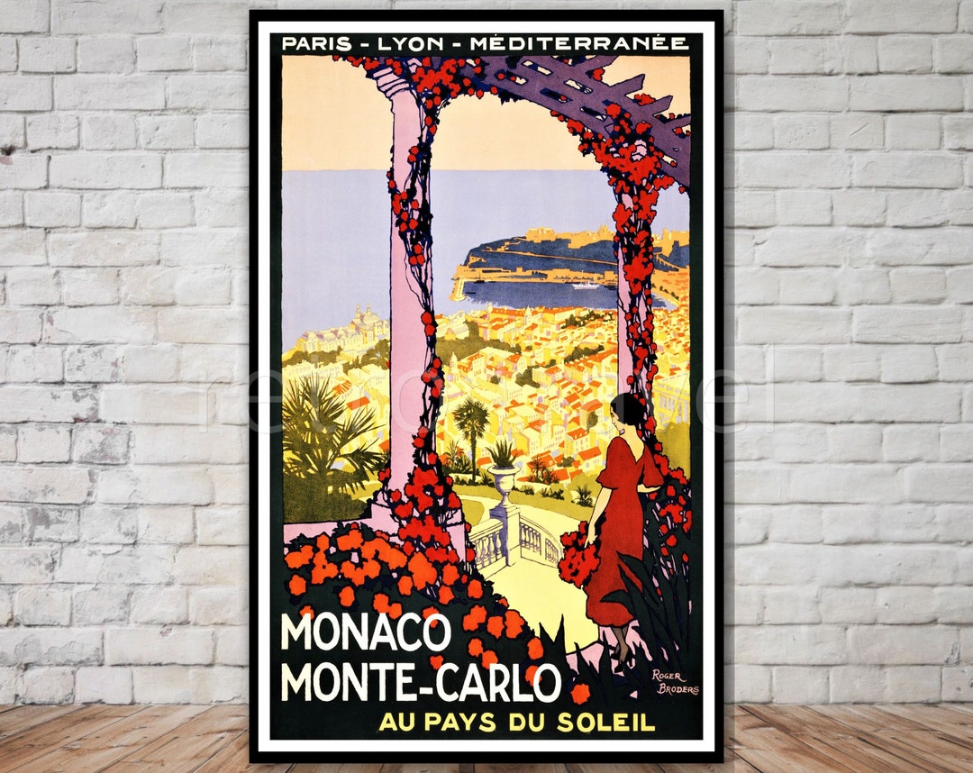 Monaco Travel Poster, INSTANT DOWNLOAD, Retro Travel Digital Print ...