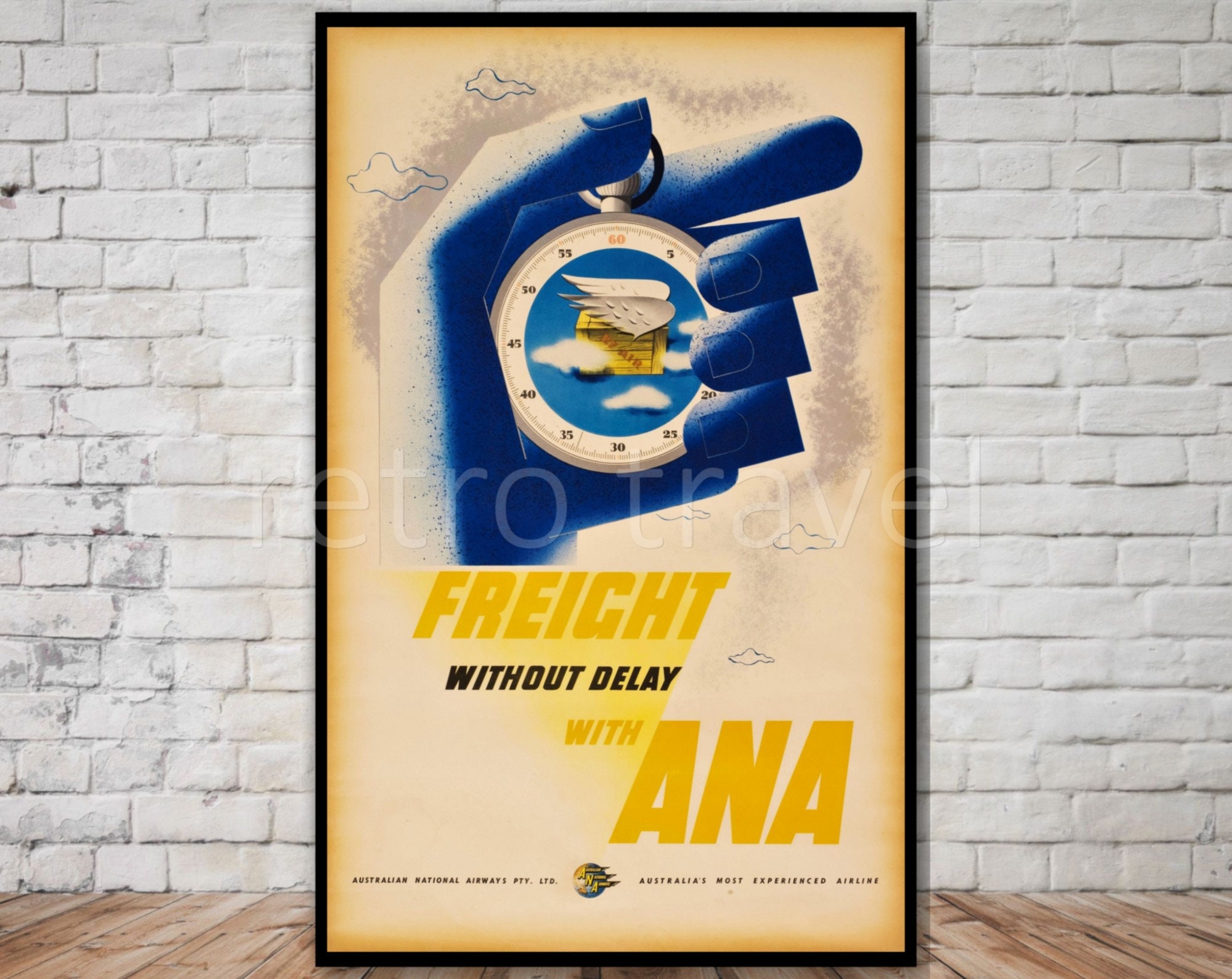 ANA Australian National Airways Poster, INSTANT DOWNLOAD, Vintage ...
