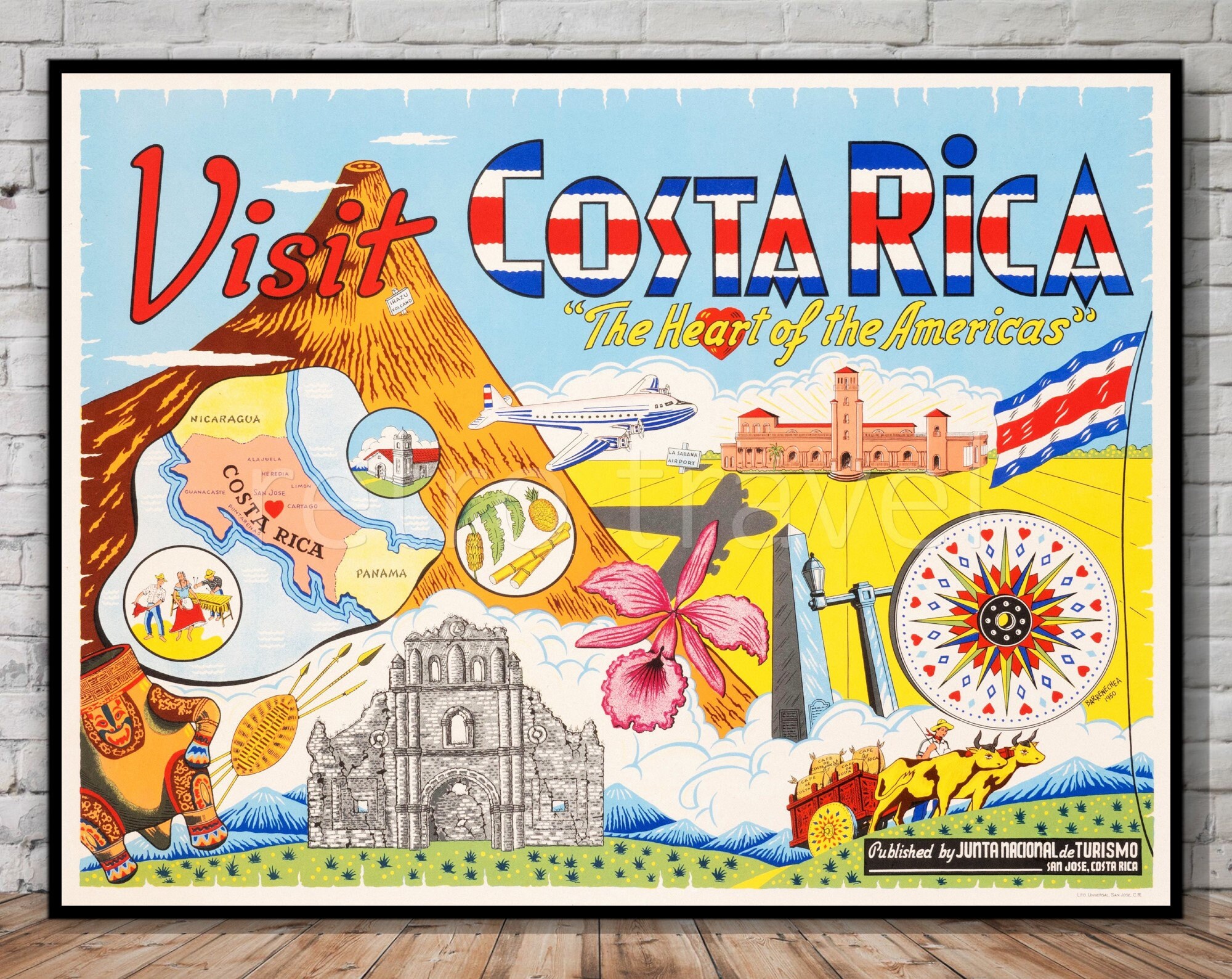 Costa Rica Vintage Travel Poster, Retro Wall Art (instant Download) - Etsy