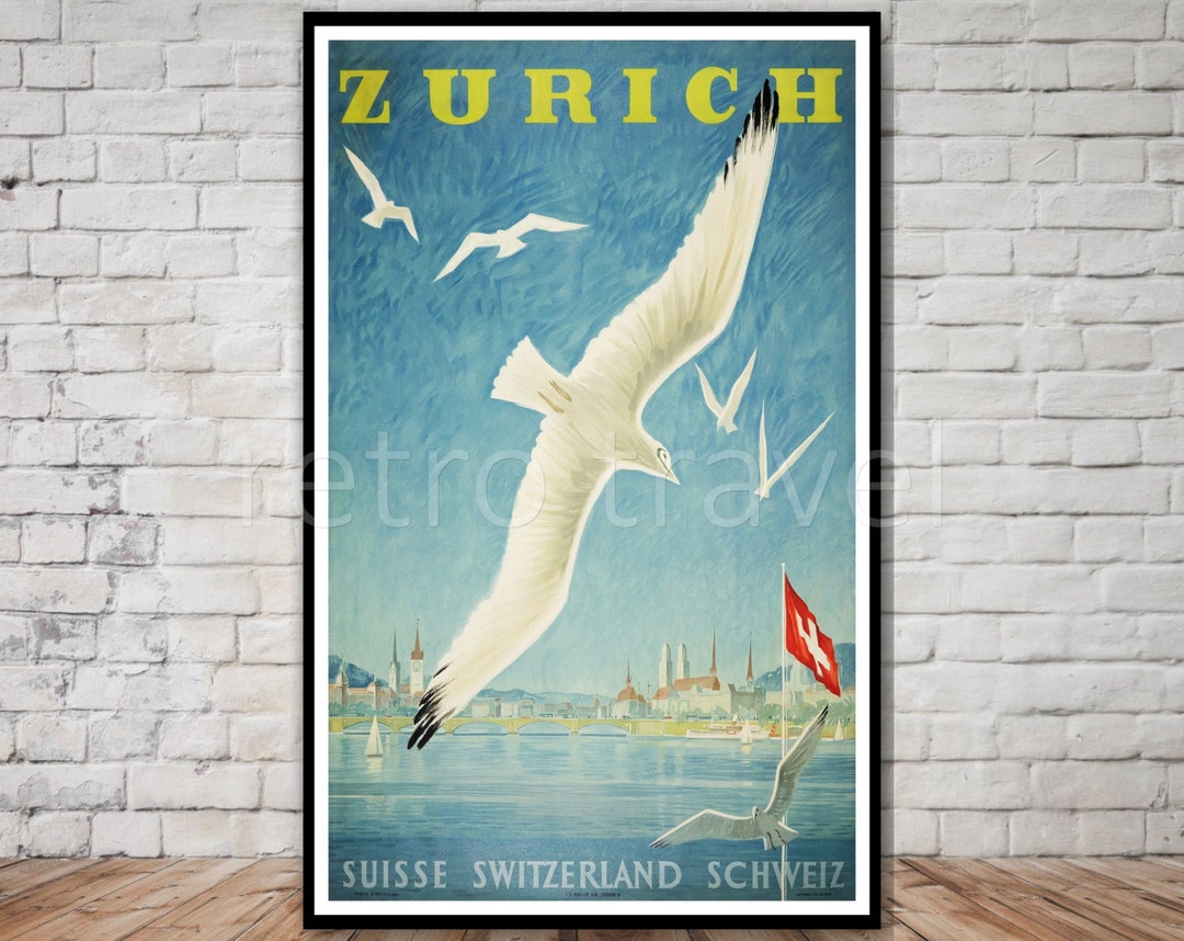 Zurich Travel Poster, INSTANT DOWNLOAD, Retro Travel Digital Print ...