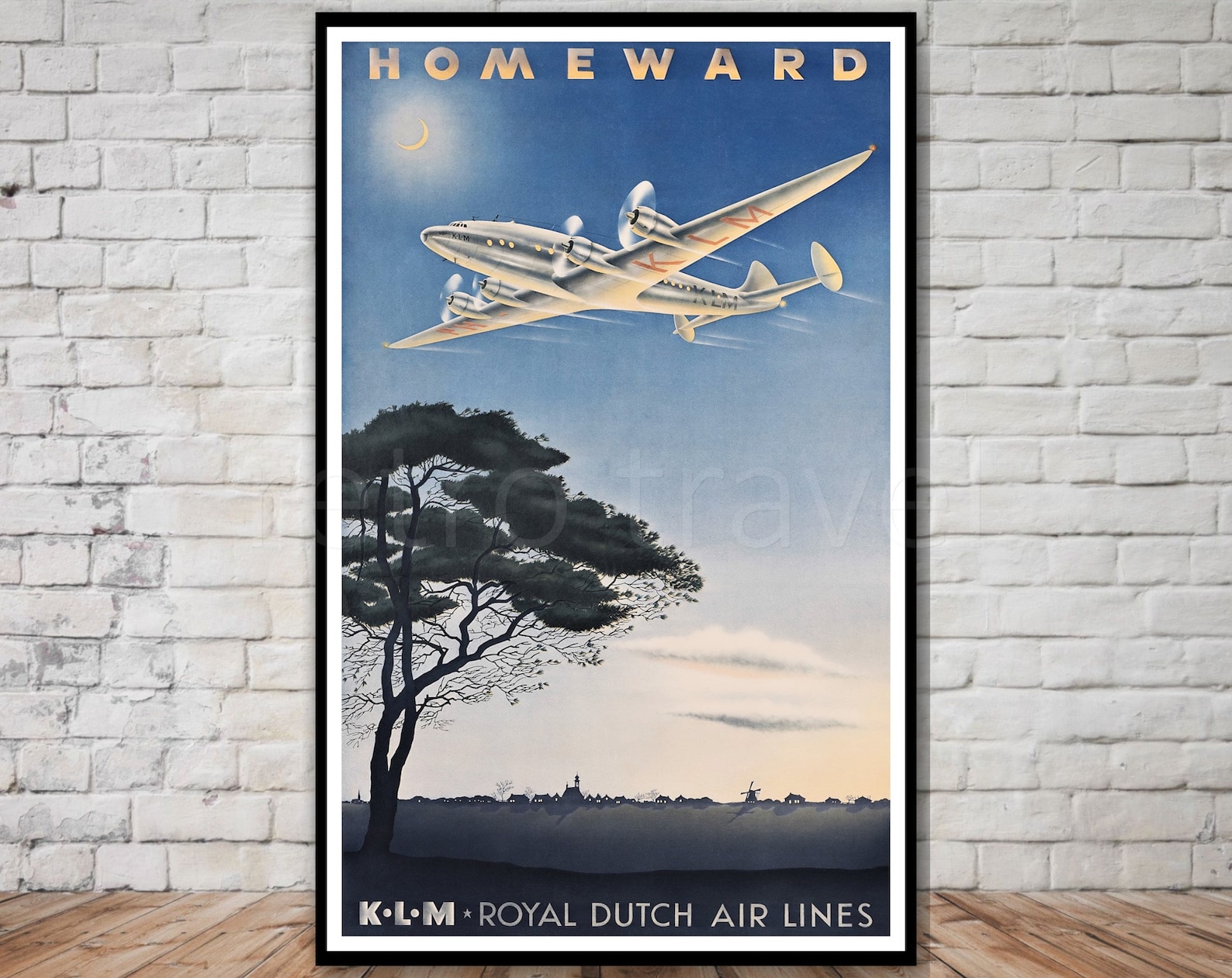 KLM Royal Dutch Airlines Poster, INSTANT DOWNLOAD, Retro Travel Digital ...