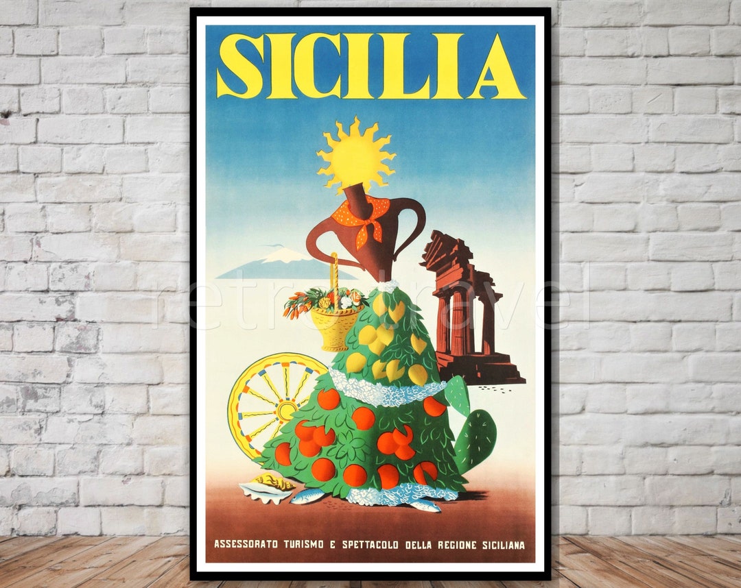 Sicilia Poster, Sicily Travel Poster, INSTANT DOWNLOAD, Retro Travel ...
