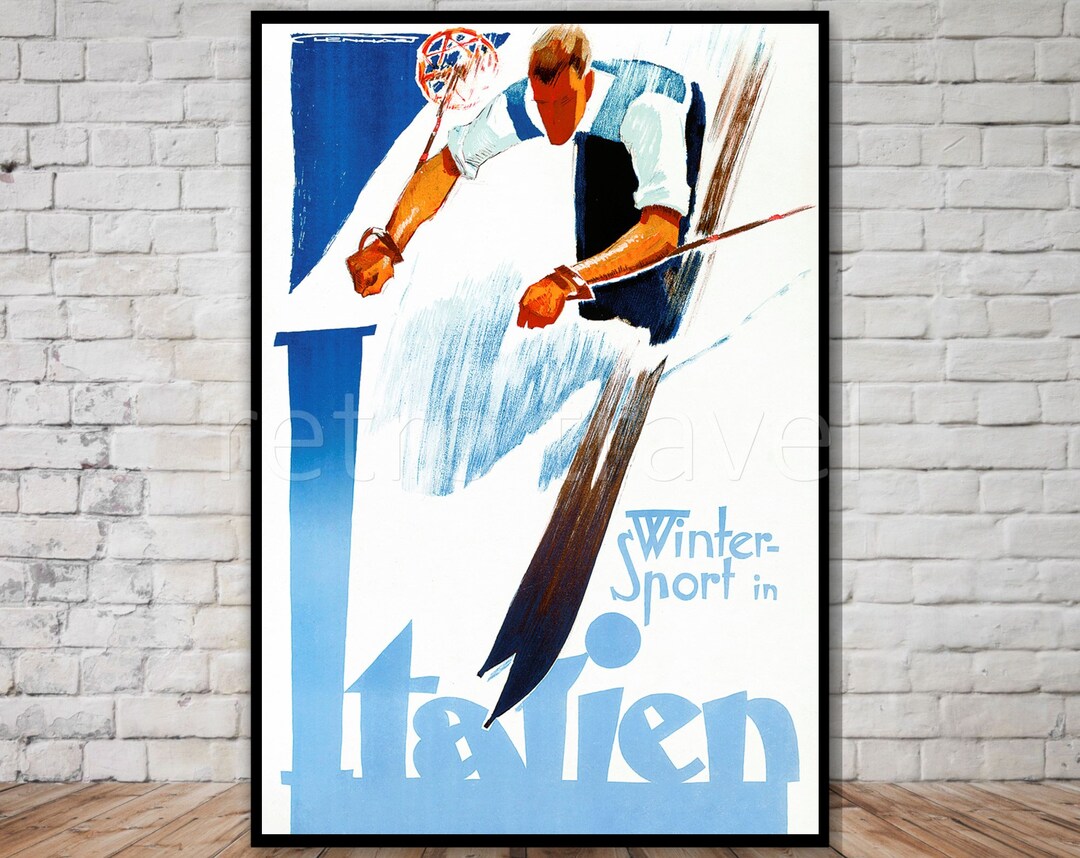 Italian Ski Poster, Winter Sport in Italy, INSTANT DOWNLOAD, Retro ...
