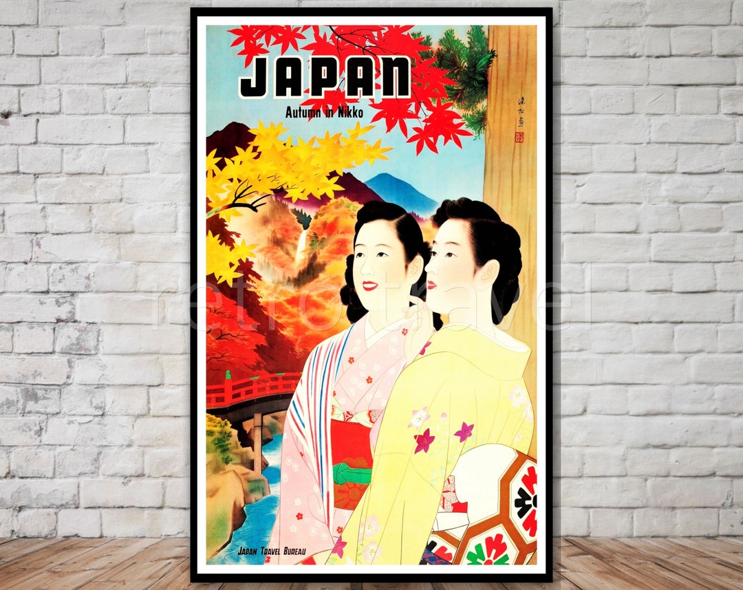 Nikko Japan Autumn Travel Poster, Retro Japanese Print (digital ...