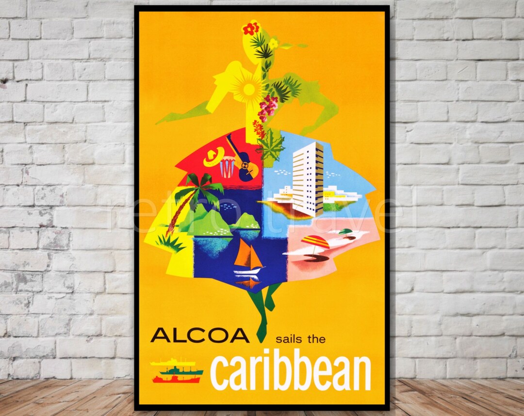 Alcoa Sails the Caribbean Travel Poster, INSTANT DOWNLOAD, Cruise Ship ...