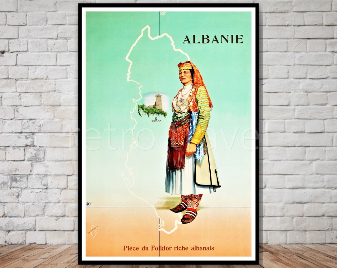 Albania Travel Poster, Retro Albanian Folk Art (printable Download) - Etsy