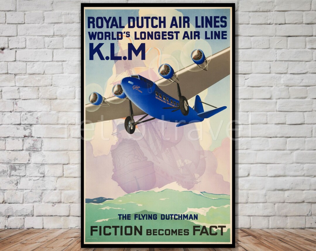 KLM Royal Dutch Airlines Poster, INSTANT DOWNLOAD, the Flying Dutchman ...