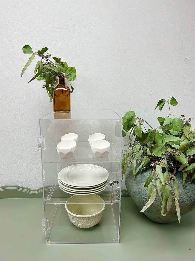 Crystal Clear Acrylic Shelving Cabinet Display W/hinged Lockable Door ...