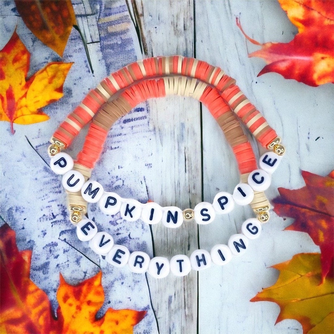 Pumpkin Spice Bracelet / Custom Beaded Bracelet / Heishi Bracelet ...