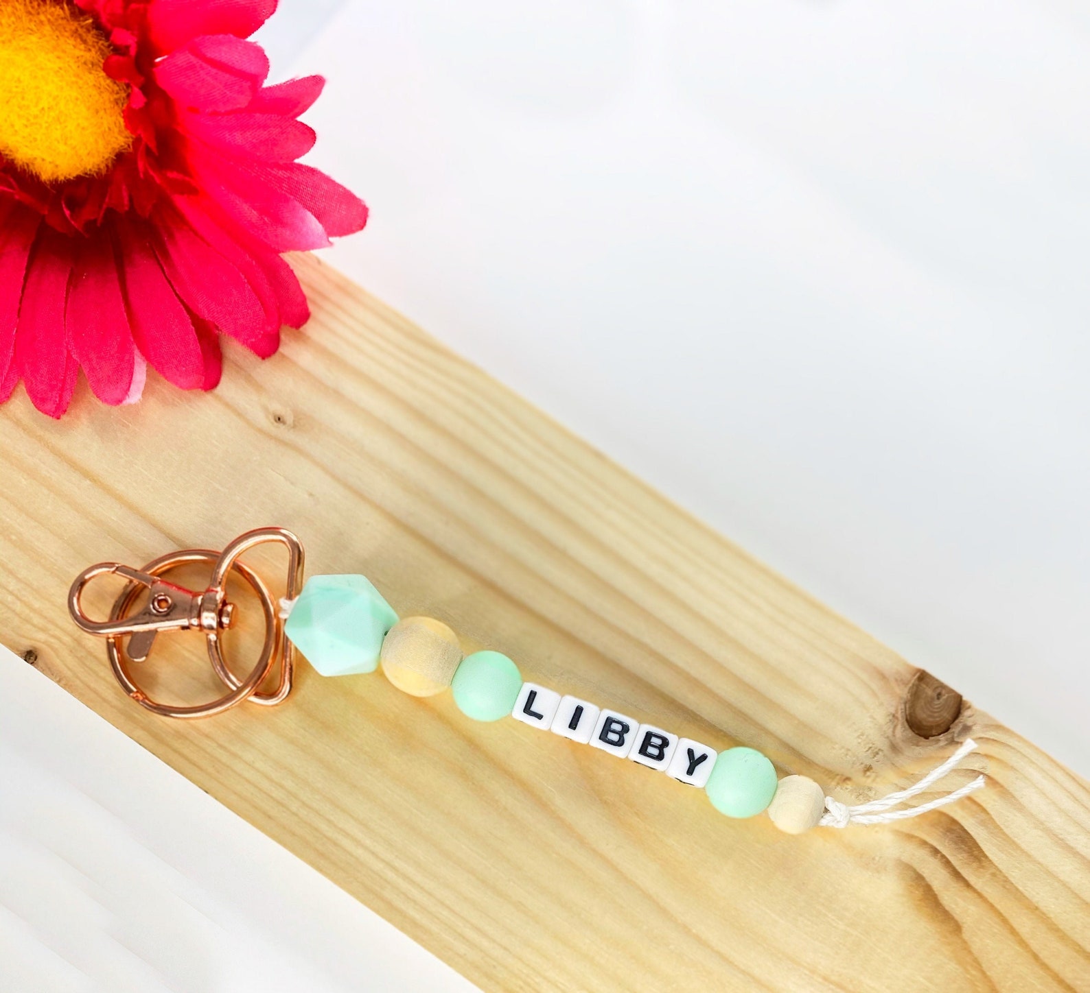 Custom Name Beaded Keychain / Silicone Beaded Keychain / - Etsy