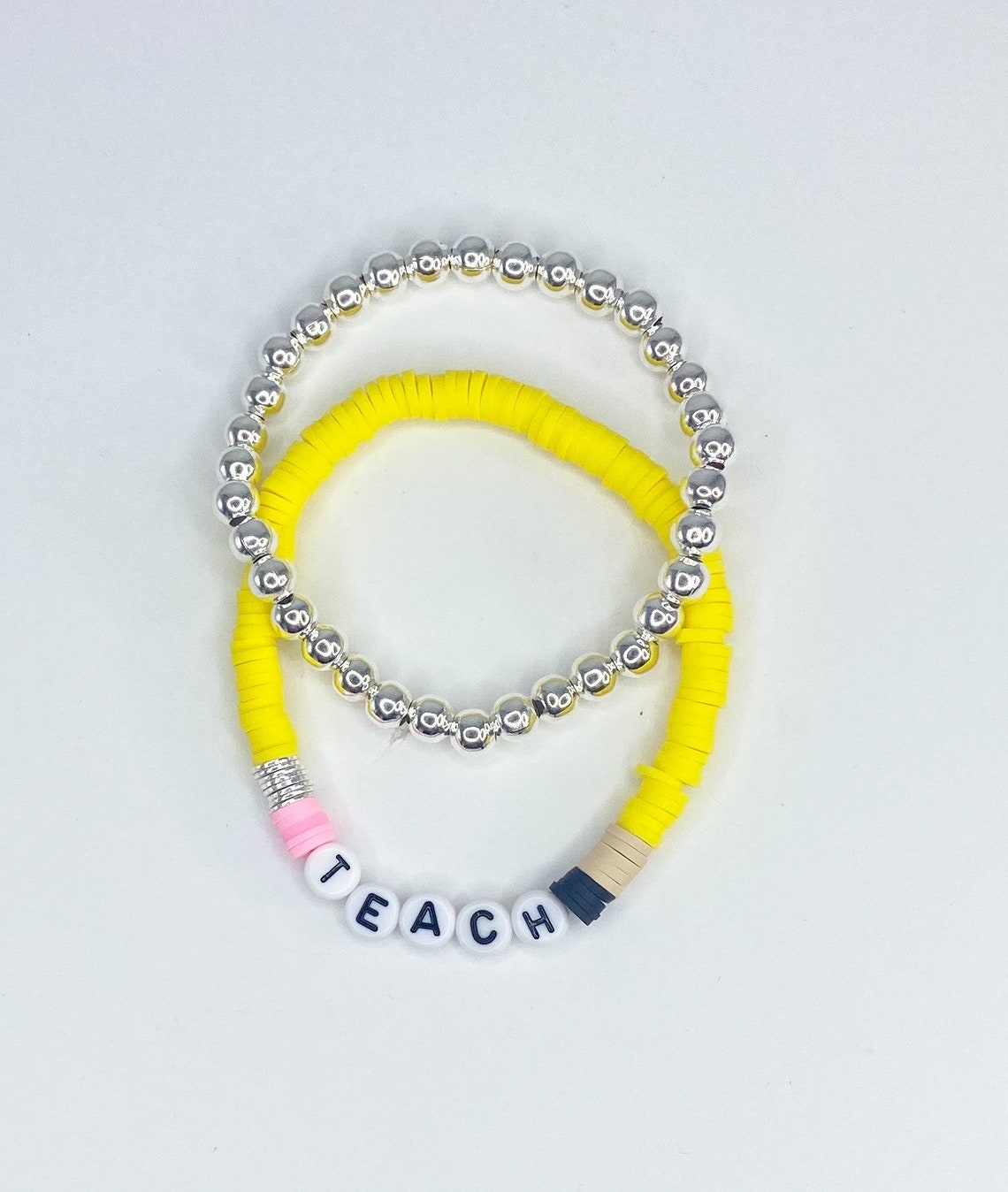Teach Pencil Bracelet / Custom Beaded Bracelet / Heishi - Etsy