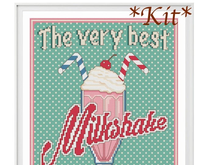 Retro 1950s Milkshake Advert Cross Stitch Kit - Etsy