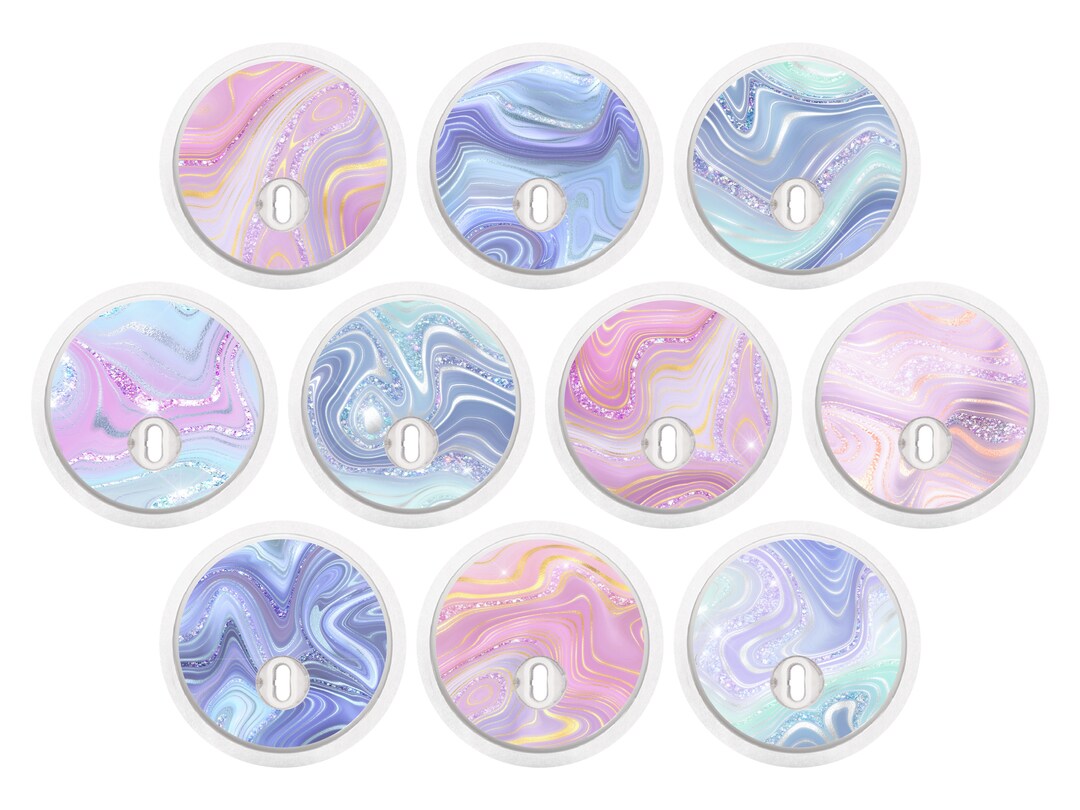 Set of 10 Printed Marble Freestyle Libre 3 Diabetes Sensor Stickers ...