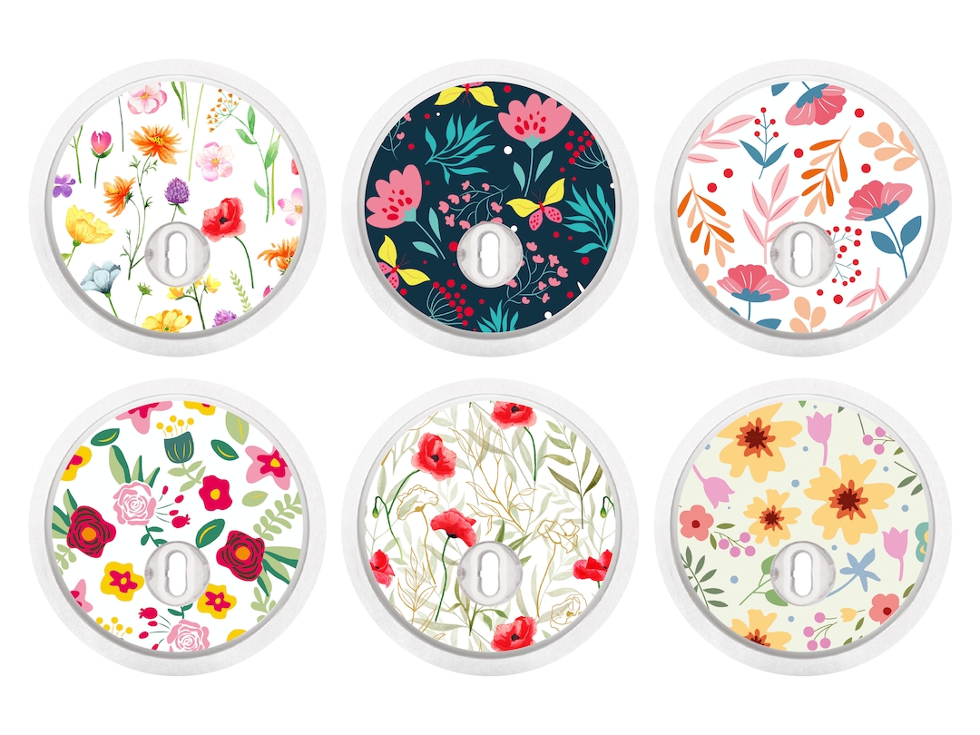 Set of 12 Floral Freestyle Libre 3 Diabetes Sensor Stickers, Flowers ...