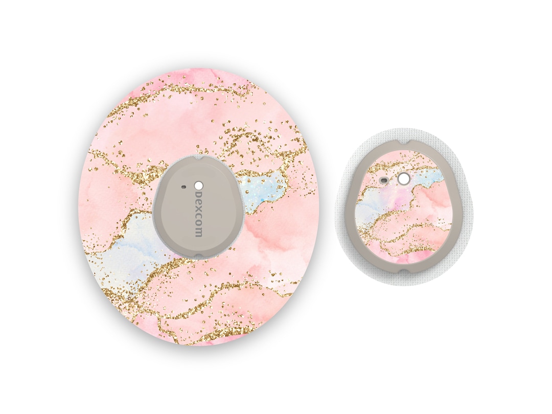 Pink Watercolour Gold Sparkle Effect Dexcom G7 Diabetes Patches ...