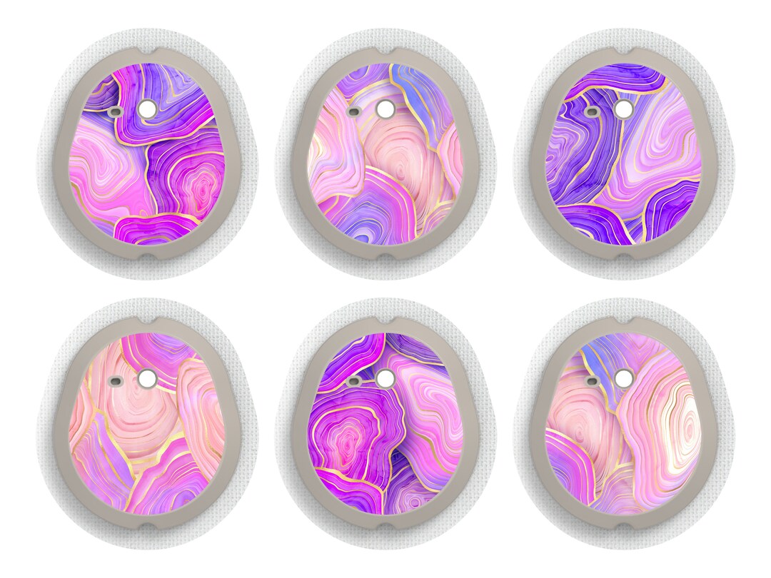 Set of 12 Pink, Purple and Gold Agate Dexcom G7 Diabetes Sensor ...