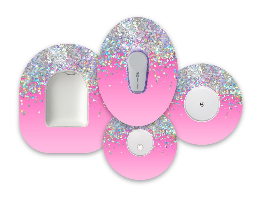 Pink Ombré Printed Glitter Effect Diabetes Patches for Freestyle Libre ...