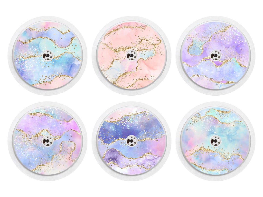 Set of 6 Printed Watercolour Gold Glitter Effect Freestyle Libre 1 & 2 ...