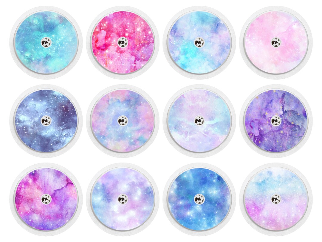 Set of 12 Printed Watercolour Galaxy Freestyle Libre 1 & 2 Diabetes ...