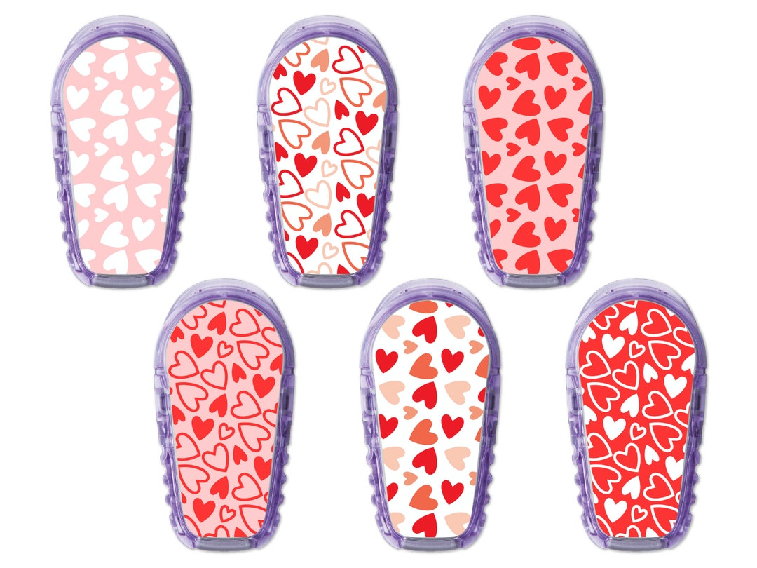 Set of 12 Heart Dexcom G6 Diabetes Sensor Stickers, Hearts, Red, Pink ...