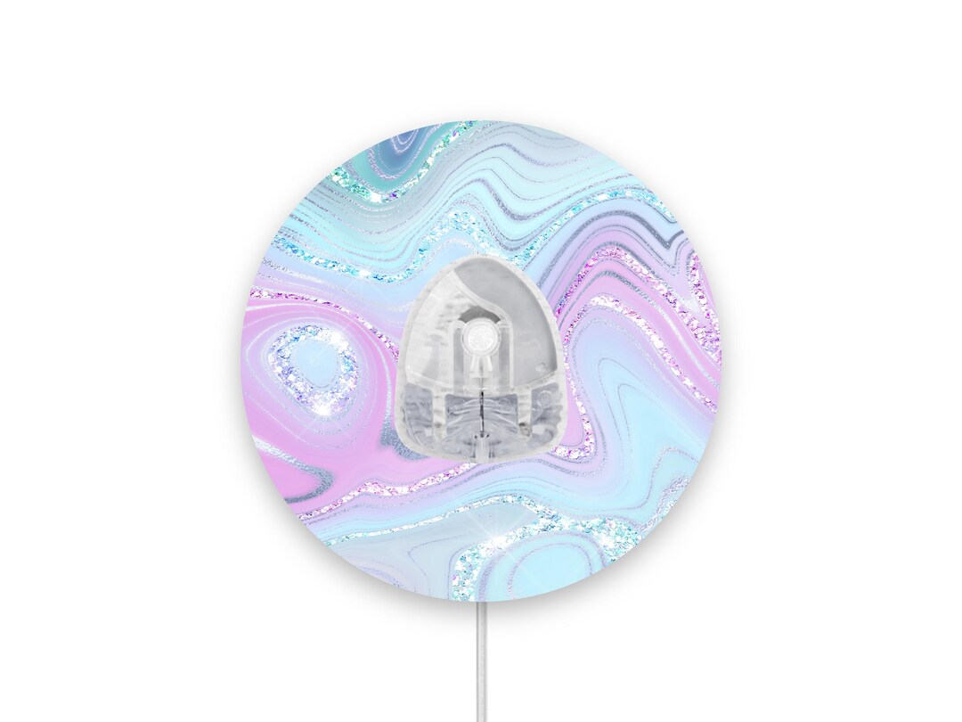Aqua Pink Marble Sparkle Effect Infusion Set Diabetes Patches, Medical ...