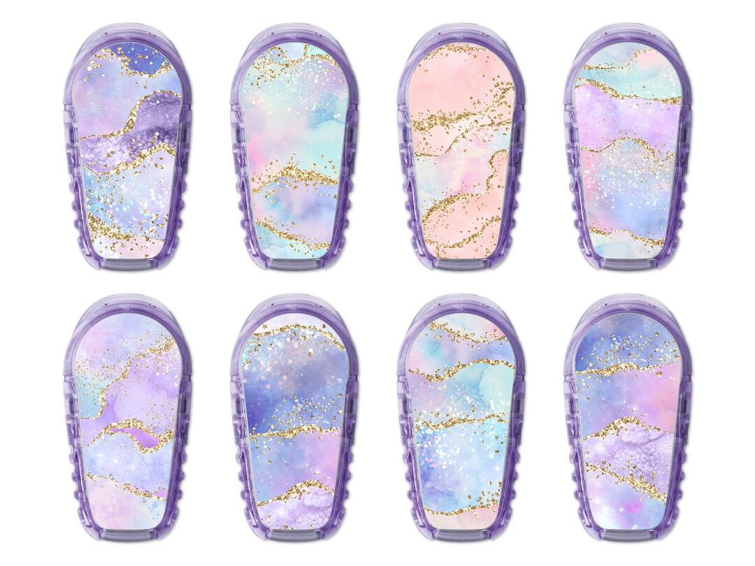 Set of 8 Printed Watercolour Gold Glitter Effect Dexcom G6 Diabetes ...