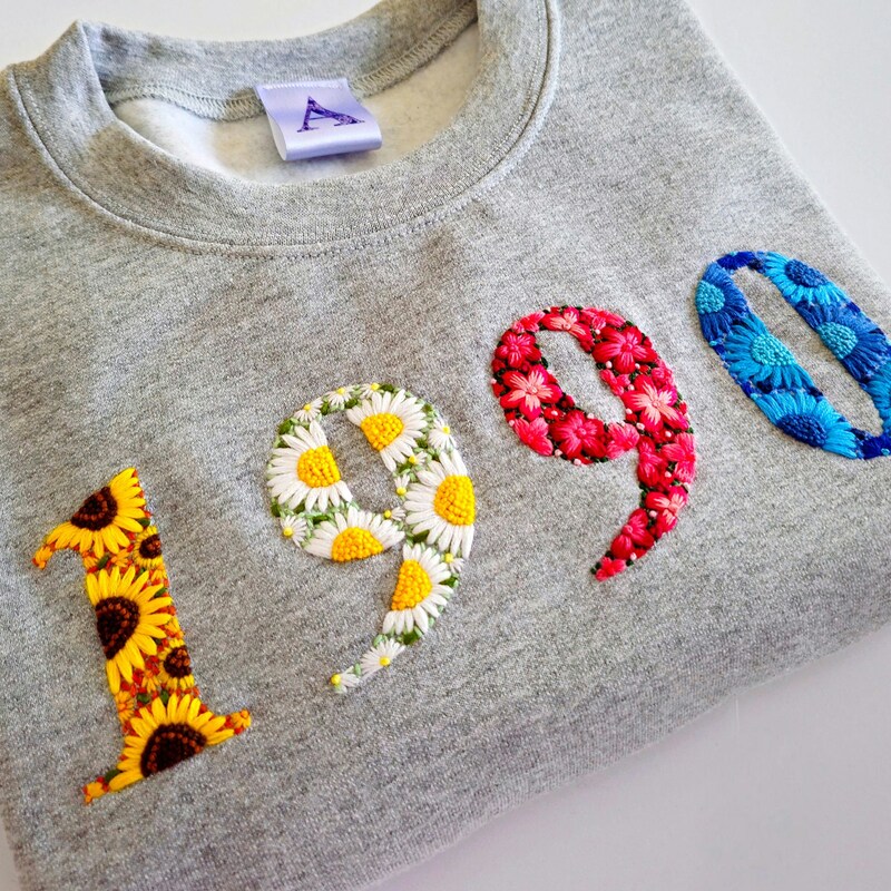 Embroidered Sweatshirt - Etsy