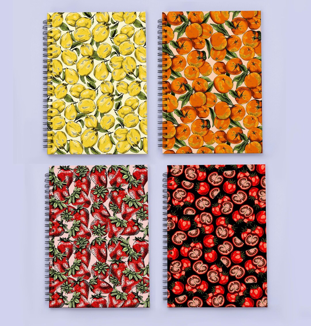 Illustrated Fruit A5 Lined Notebook: Oranges, Lemons, Strawberries ...